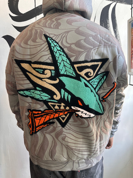 Cukui x Baysiq Native Shark Rice Fields Hoodie - Grey