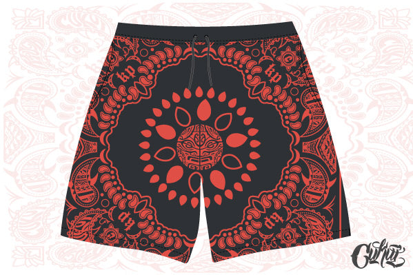 Cukui x Krucial Paisley Shorts - Blk / Red